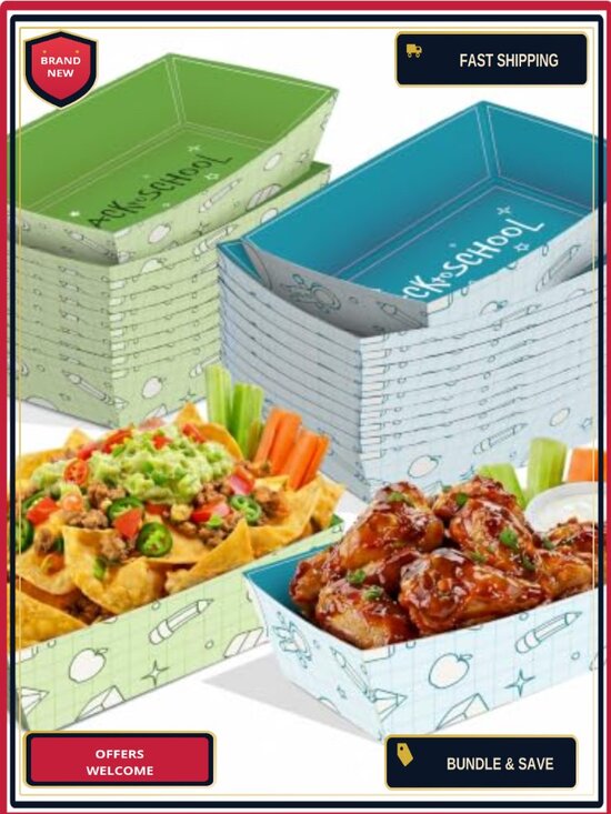 Kitchen | 5 Disposable Paper Food Trays Back To School Party Supplies ...